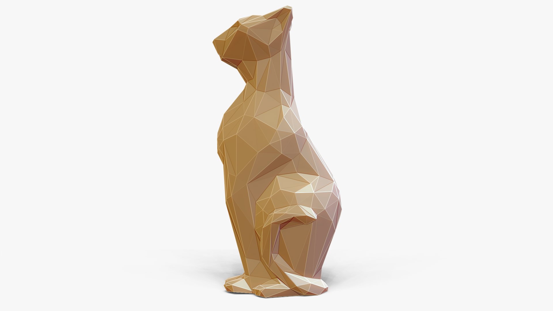 Faceted Cat Figurine - 3d Model
