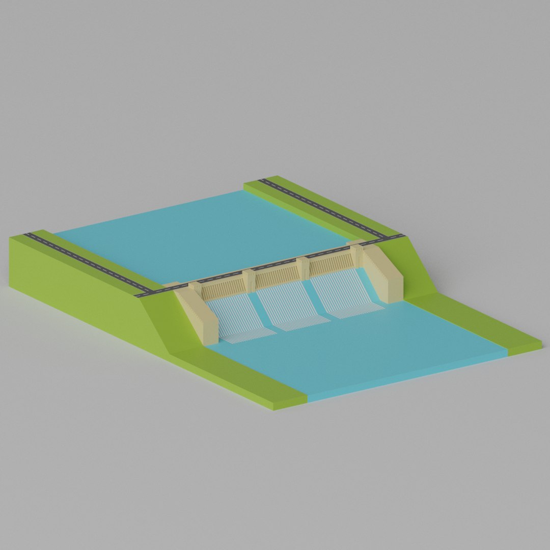 3D Model Cartoon Dam Hydroelectric Power Station - TurboSquid 2317085