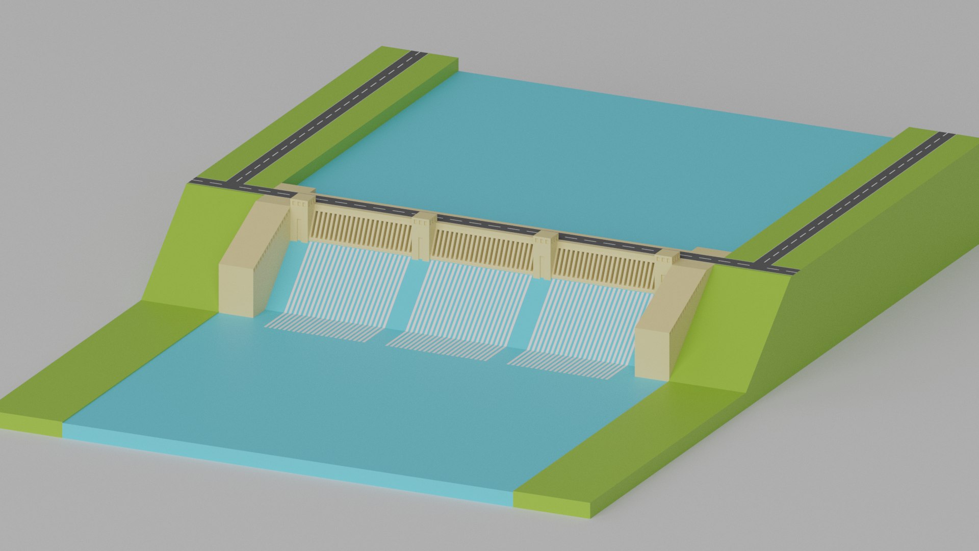 3D Model Cartoon Dam Hydroelectric Power Station - TurboSquid 2317085
