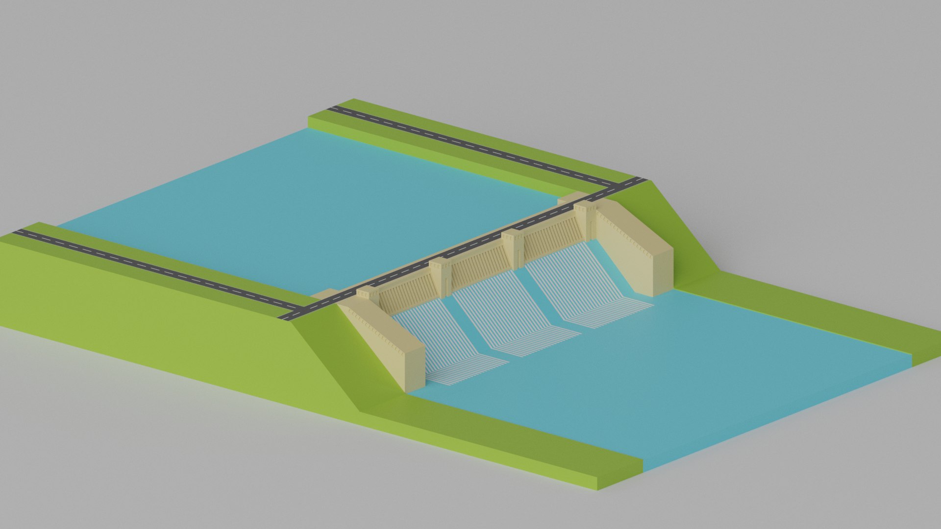 3D Model Cartoon Dam Hydroelectric Power Station - TurboSquid 2317085