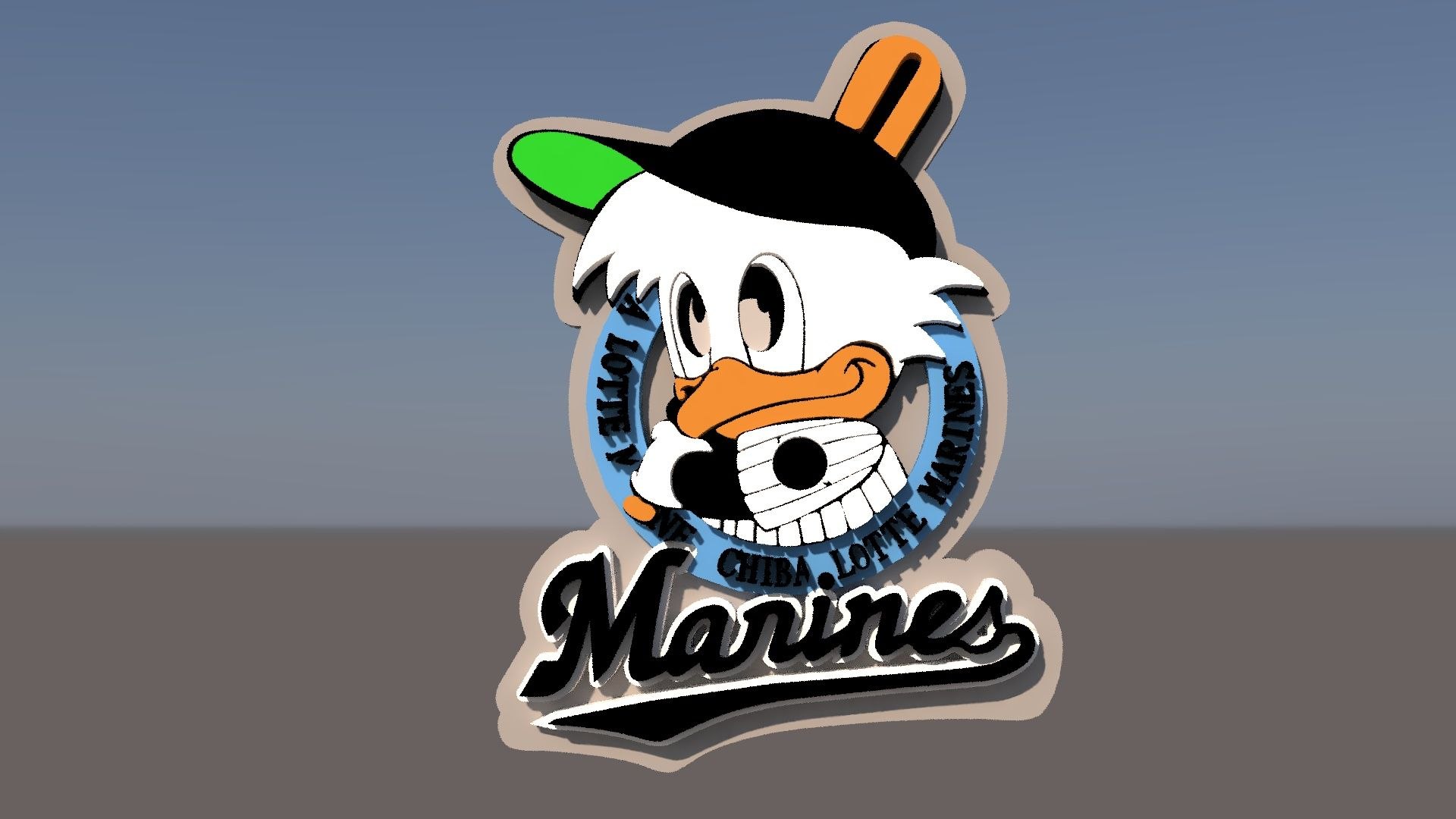 3D модель Логотип Chiba Lotte Marines Keychan для печати и визуализации ...