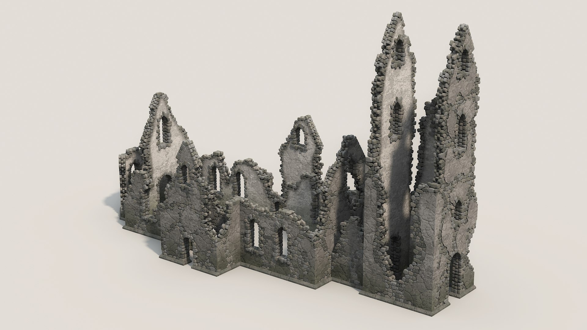 3D Gothic Church In Ruins Model - TurboSquid 1905978