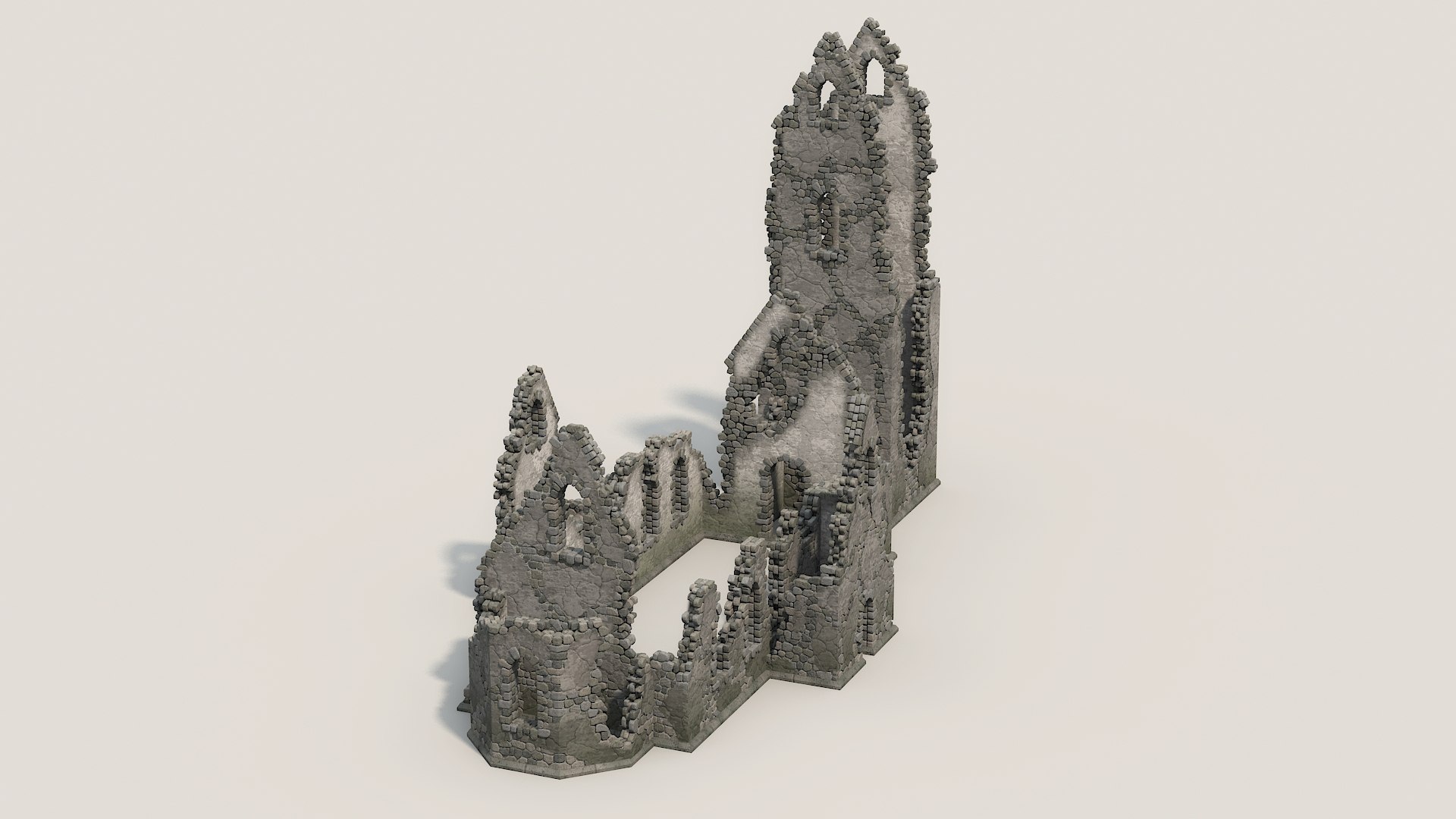 3D Gothic Church In Ruins Model - TurboSquid 1905978