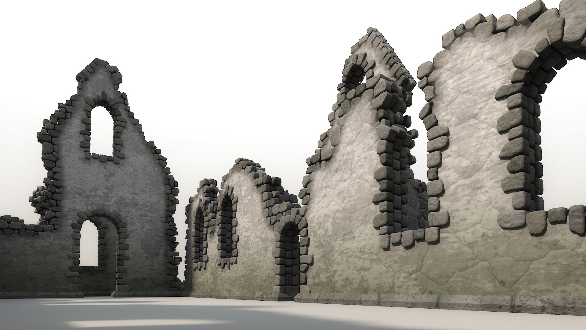 3D Gothic Church In Ruins Model - TurboSquid 1905978