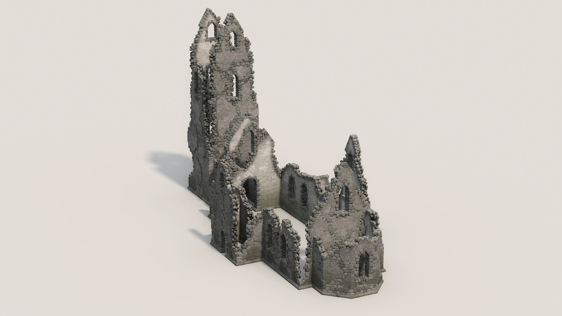 3D Gothic Church In Ruins Model - TurboSquid 1905978