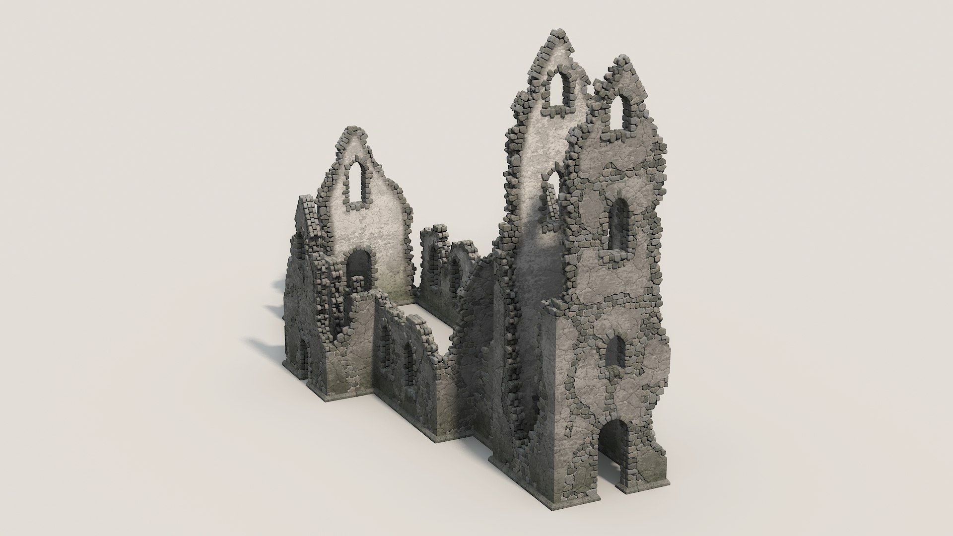 3D Gothic Church In Ruins Model - TurboSquid 1905978