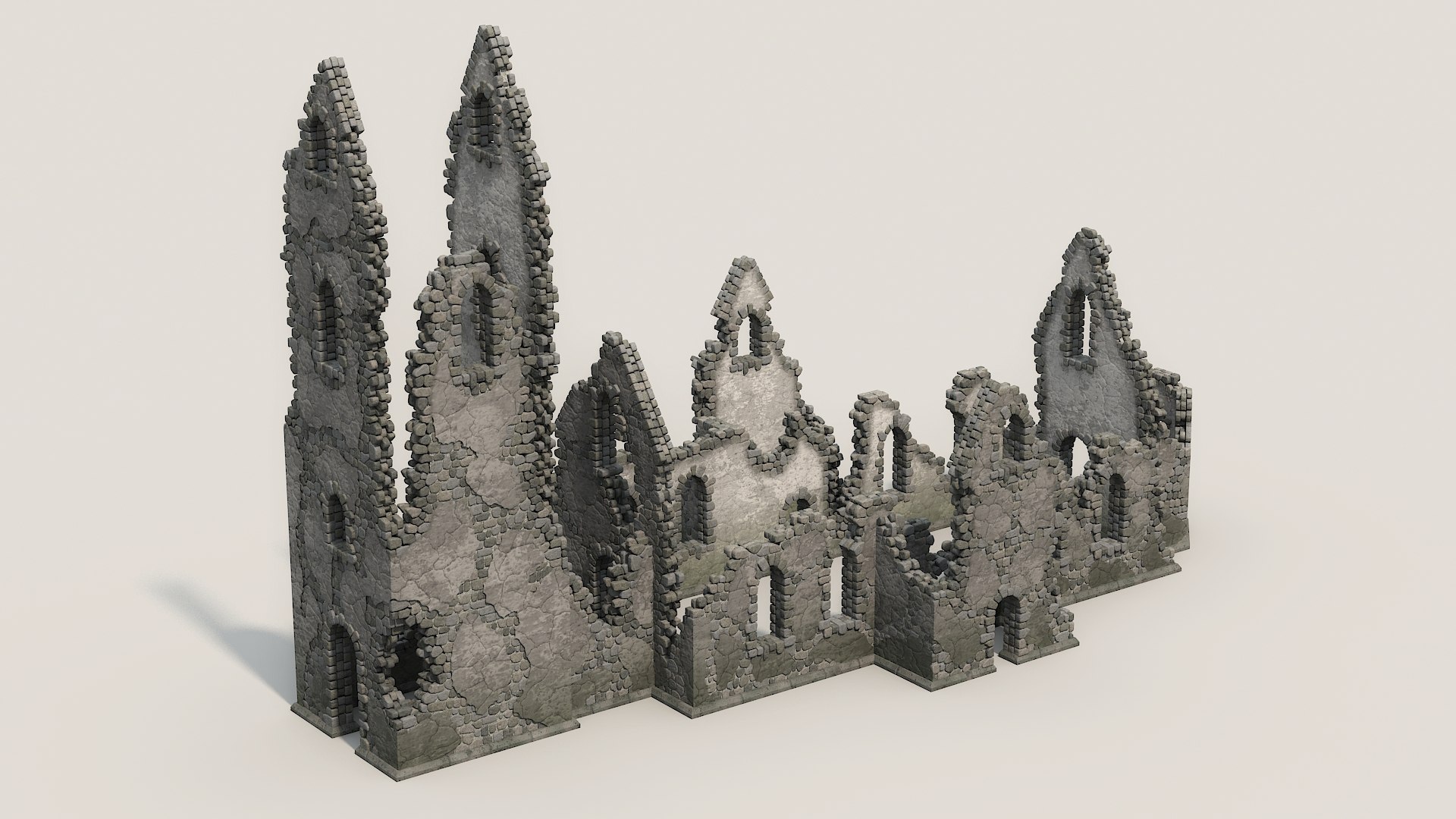 3D Gothic Church In Ruins Model - TurboSquid 1905978