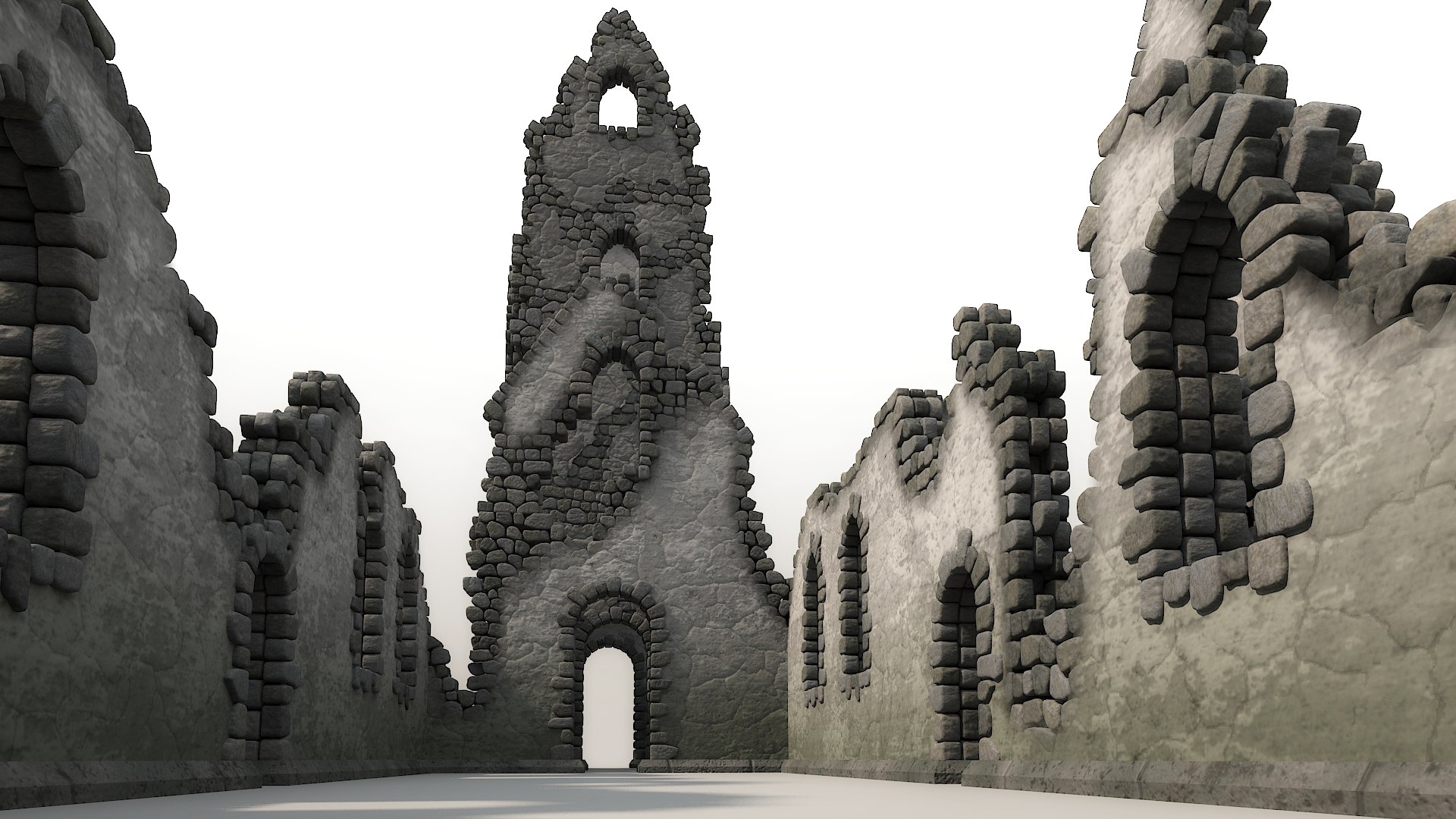 3D Gothic Church In Ruins Model - TurboSquid 1905978