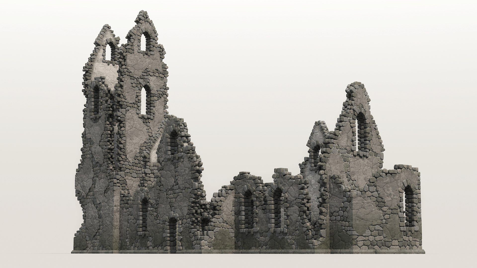 3D Gothic Church In Ruins Model - TurboSquid 1905978