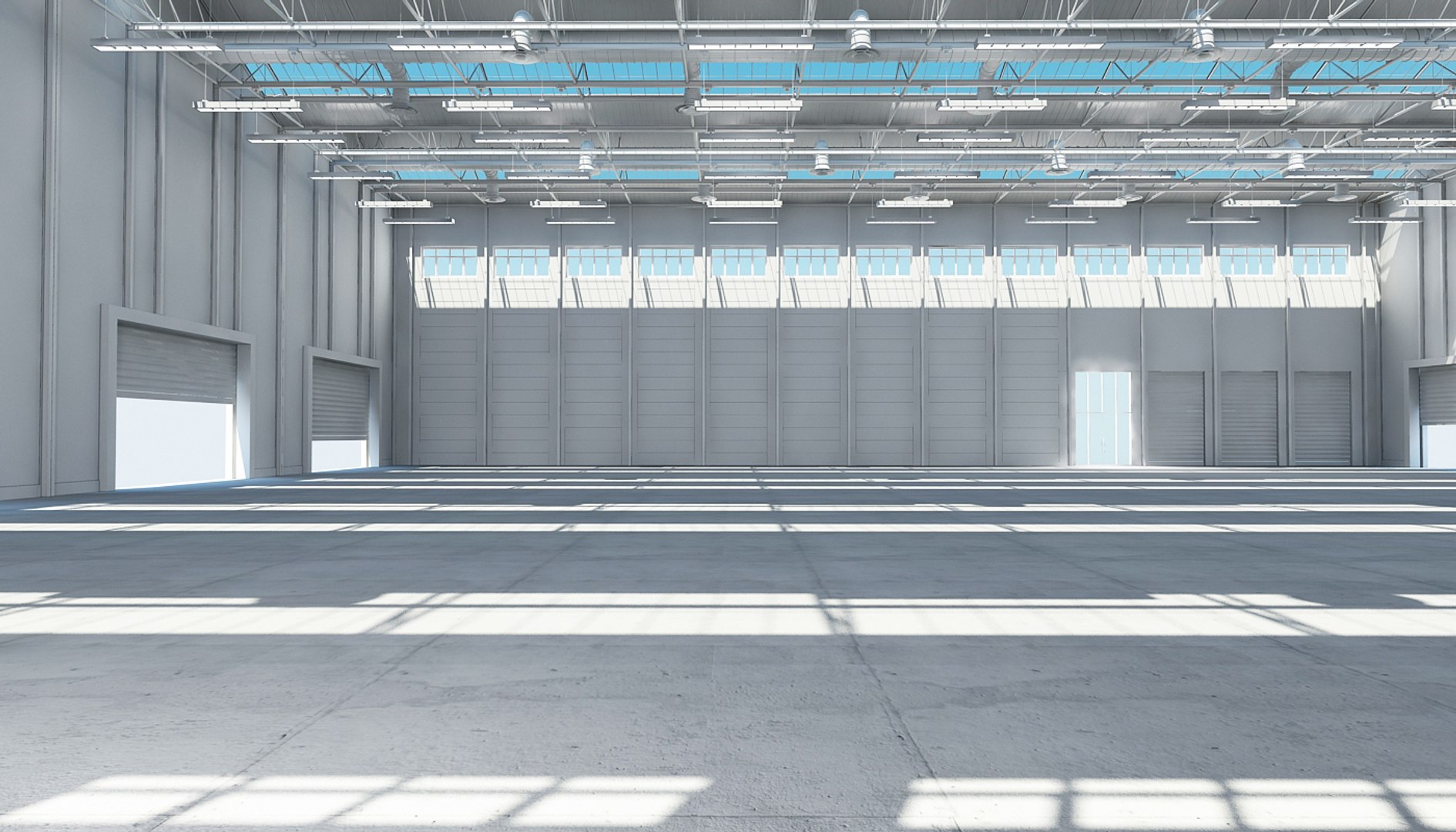 3d Model Large Architectural Warehouse Interior