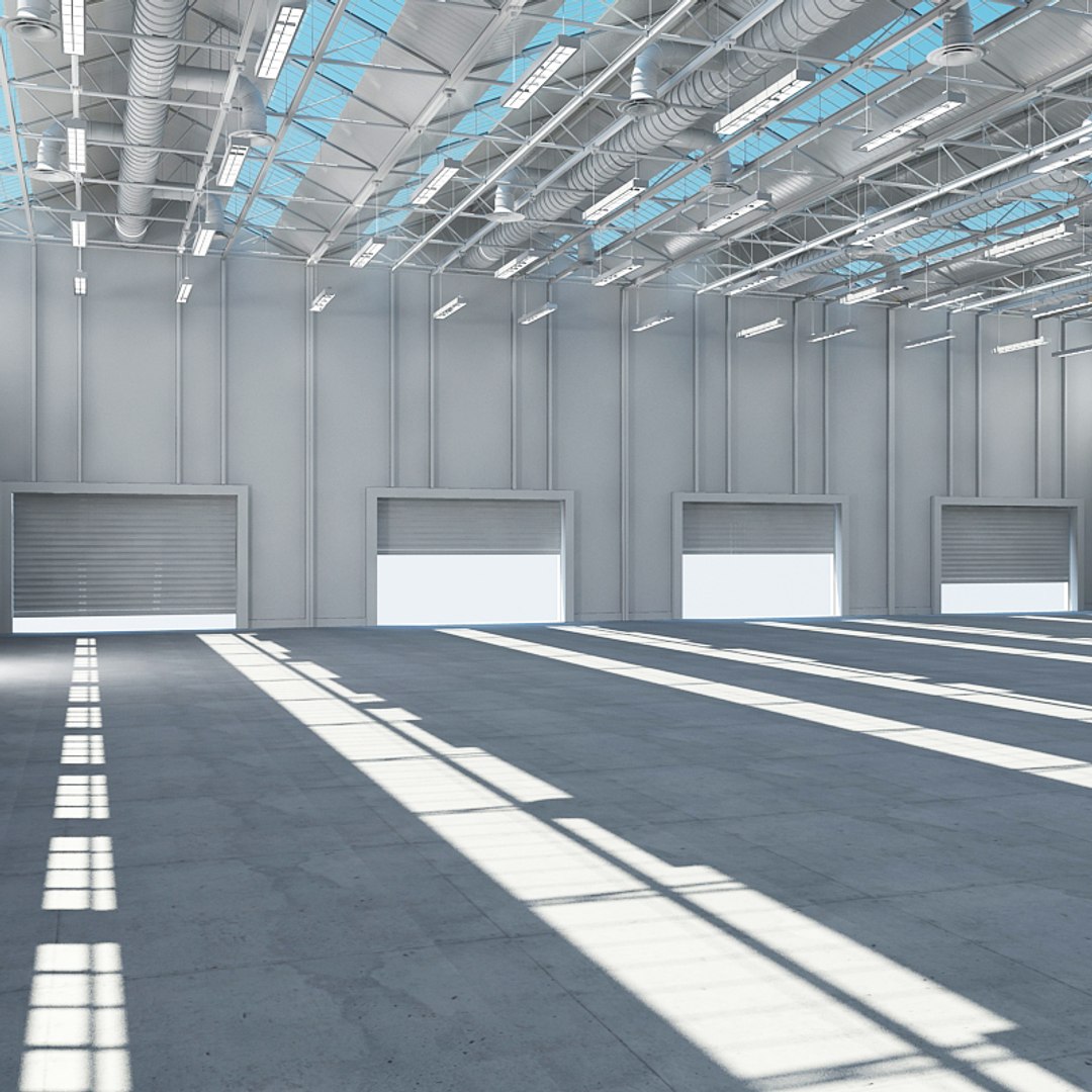 3d Model Large Architectural Warehouse Interior