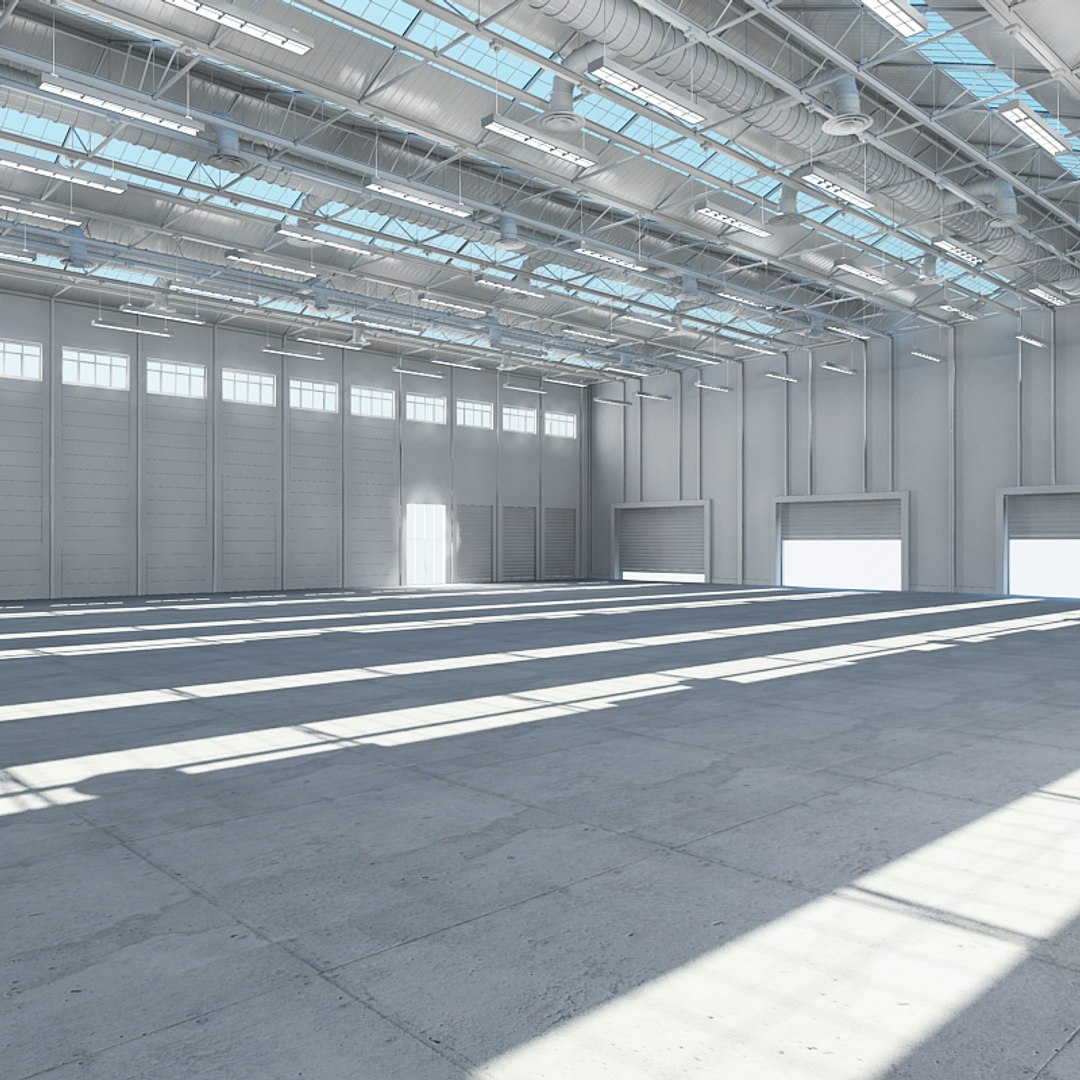 3d Model Large Architectural Warehouse Interior