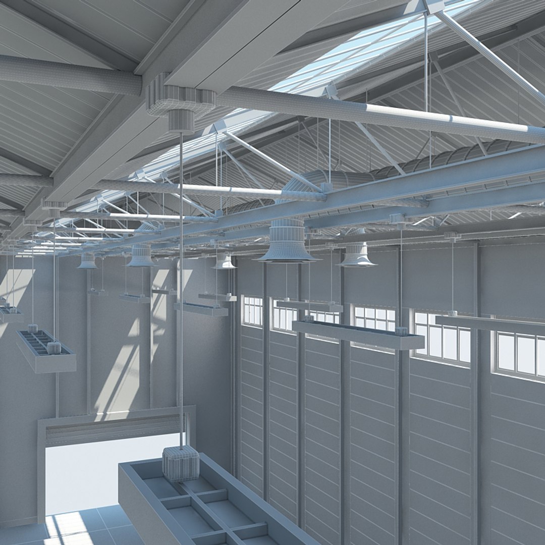 3d Model Large Architectural Warehouse Interior