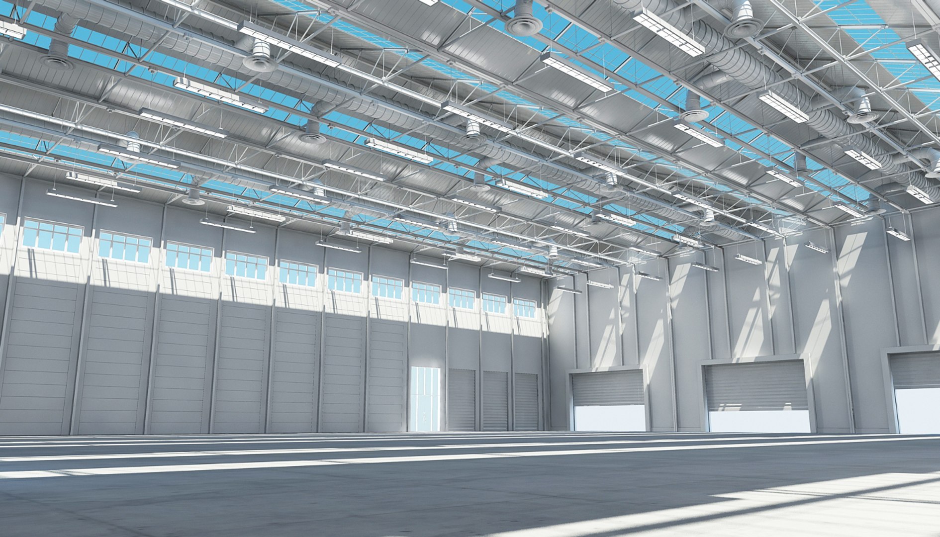 3d Model Large Architectural Warehouse Interior