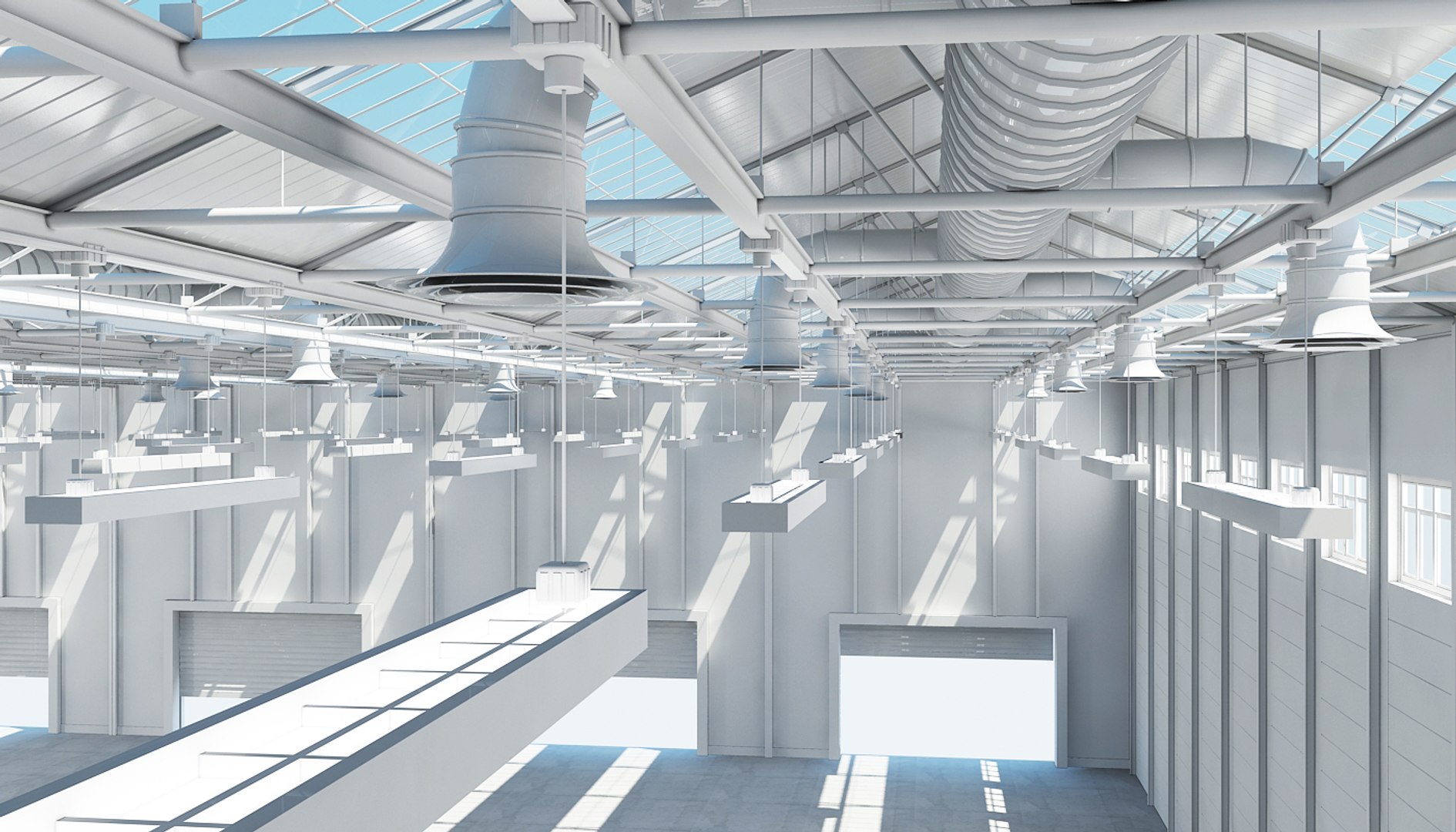 3d Model Large Architectural Warehouse Interior