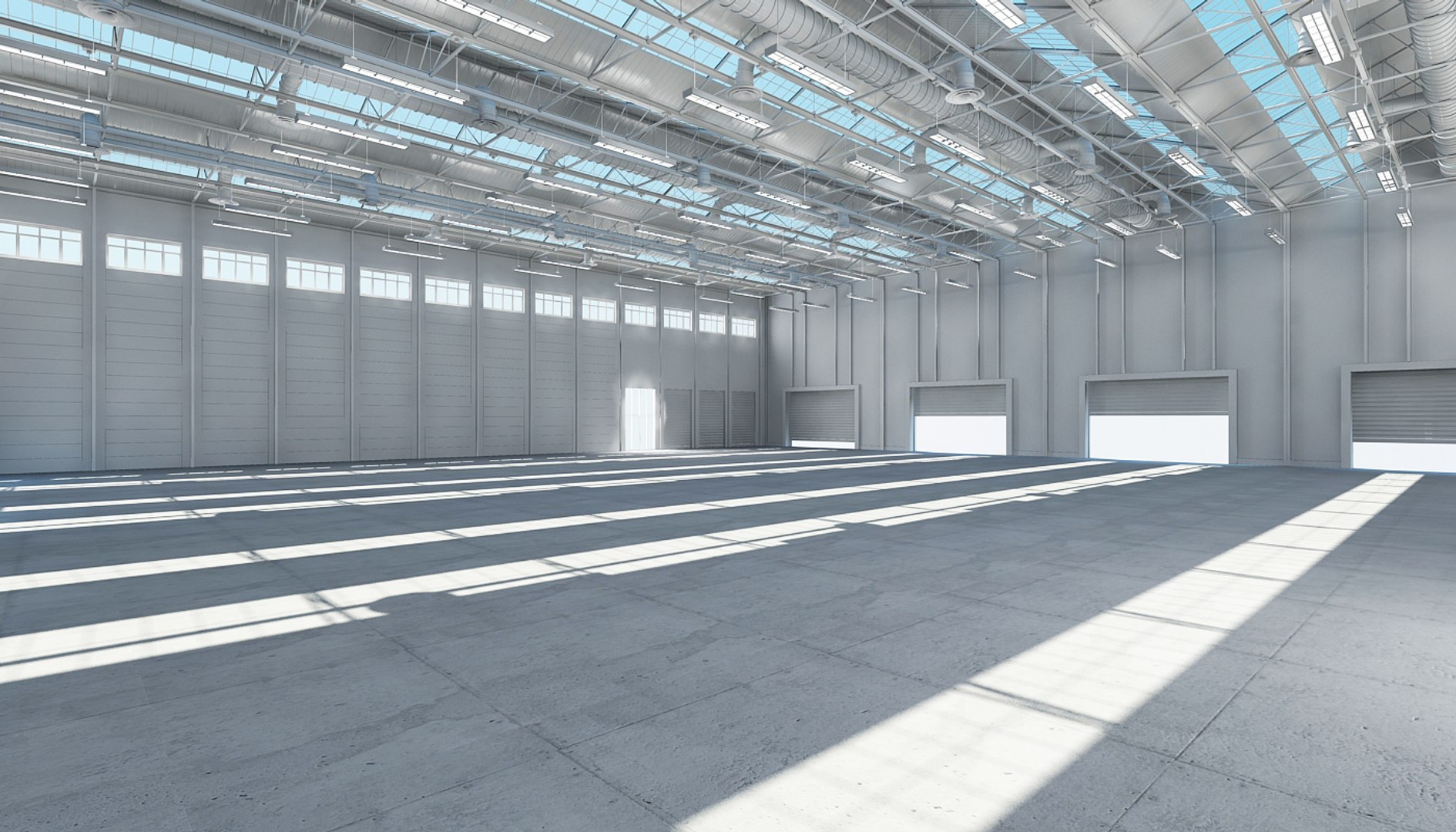 3d Model Large Architectural Warehouse Interior
