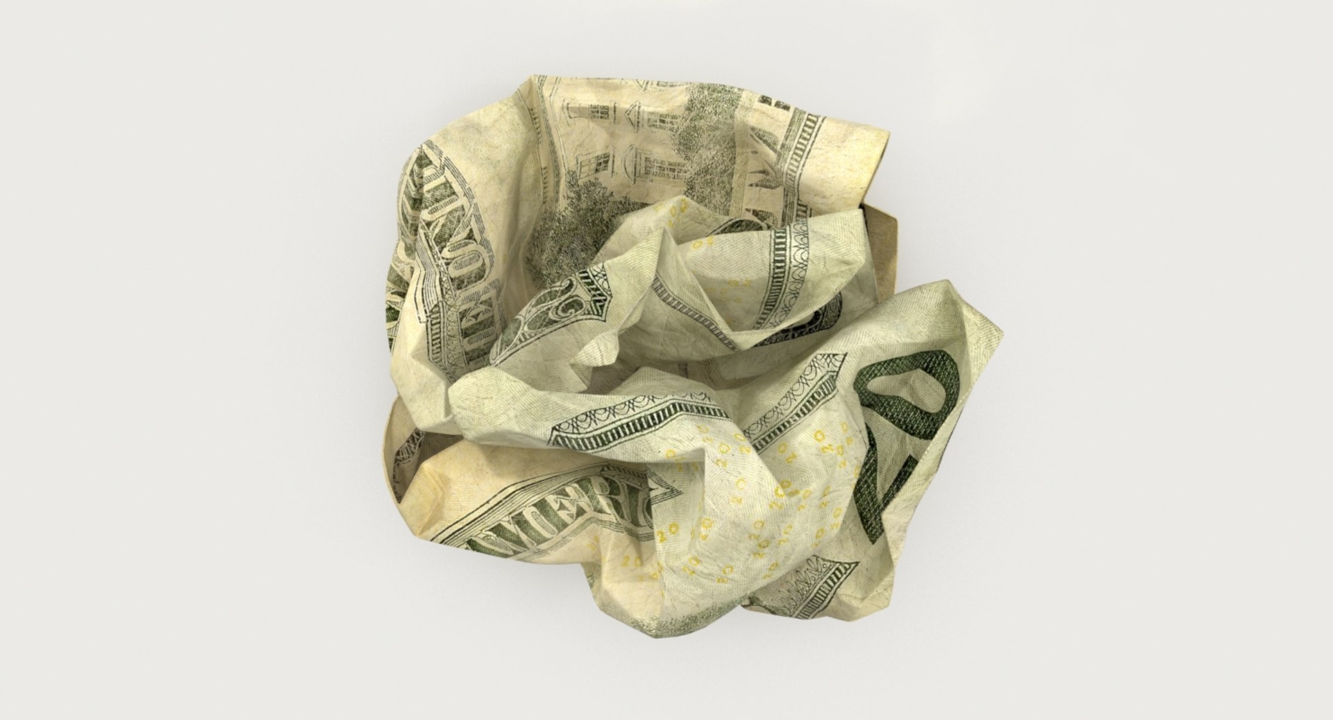 20 Dollar Bill Crumpled 3d Max