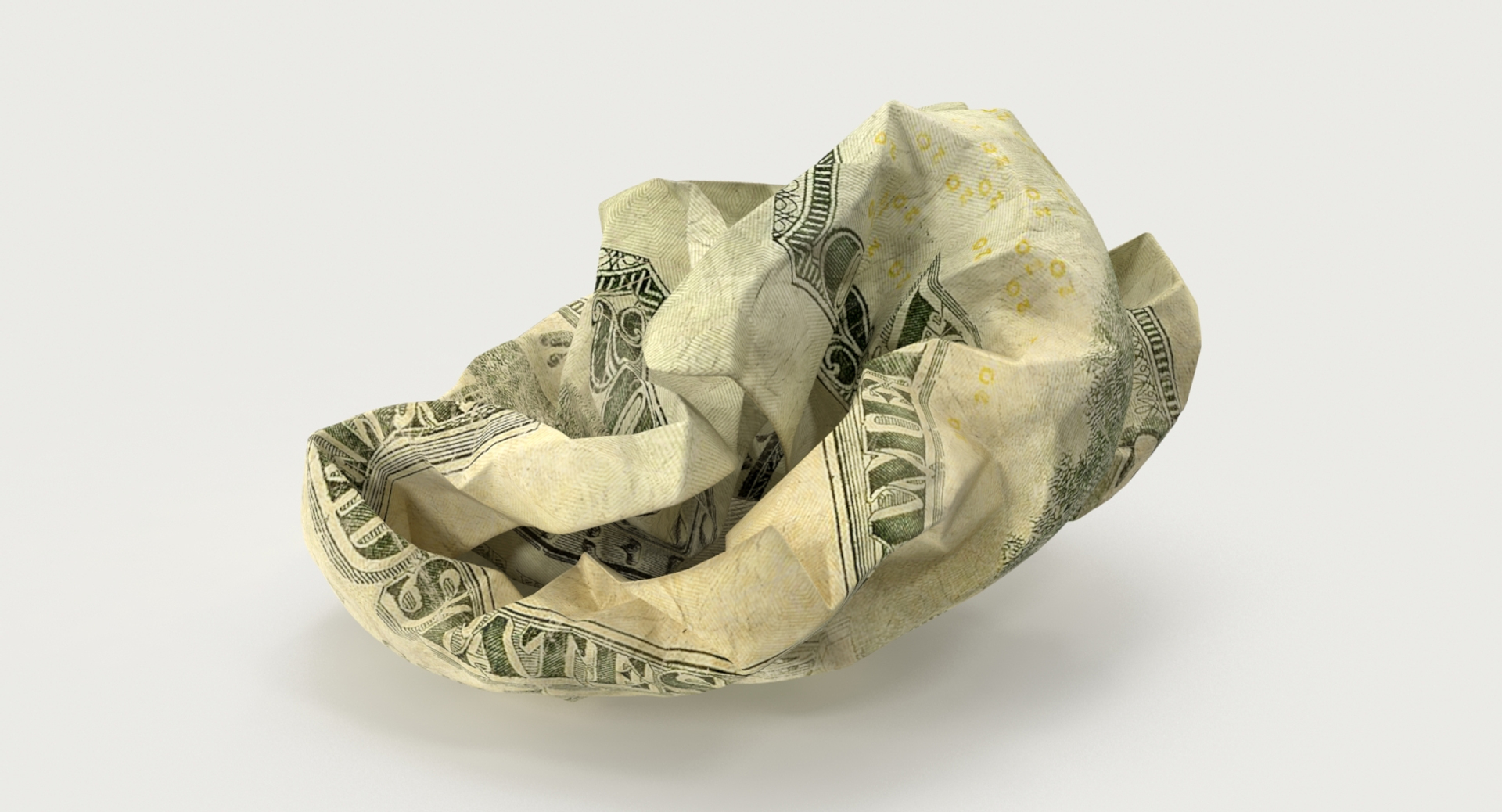 20 Dollar Bill Crumpled 3d Max