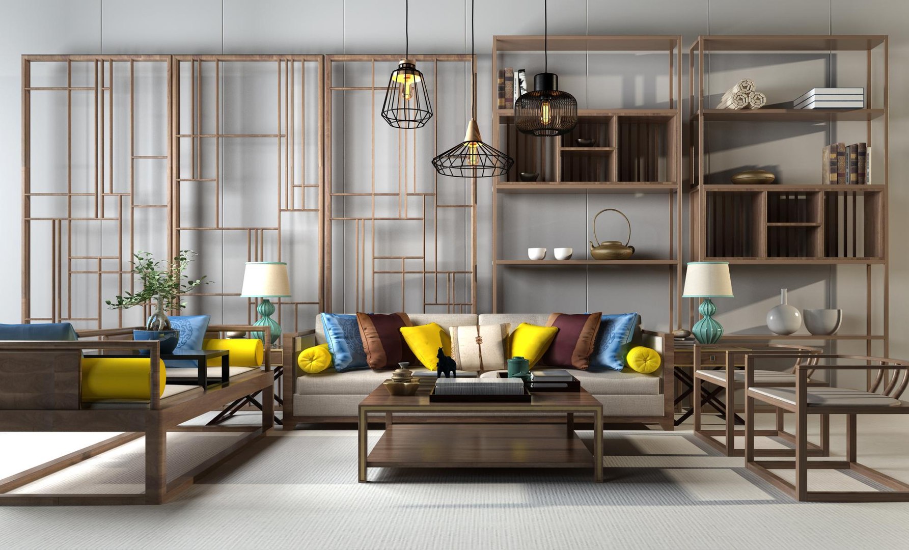 modelo 3d combinación de sofá chino - TurboSquid 2131417