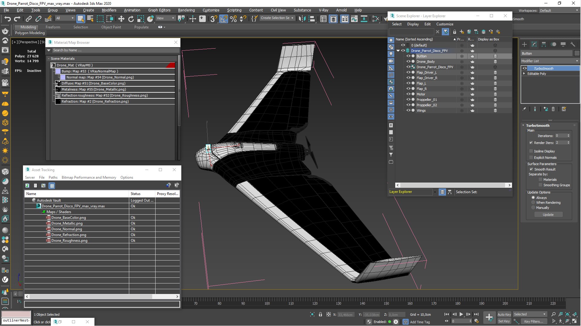 Drone Parrot Disco FPV 3D Model - TurboSquid 2341188