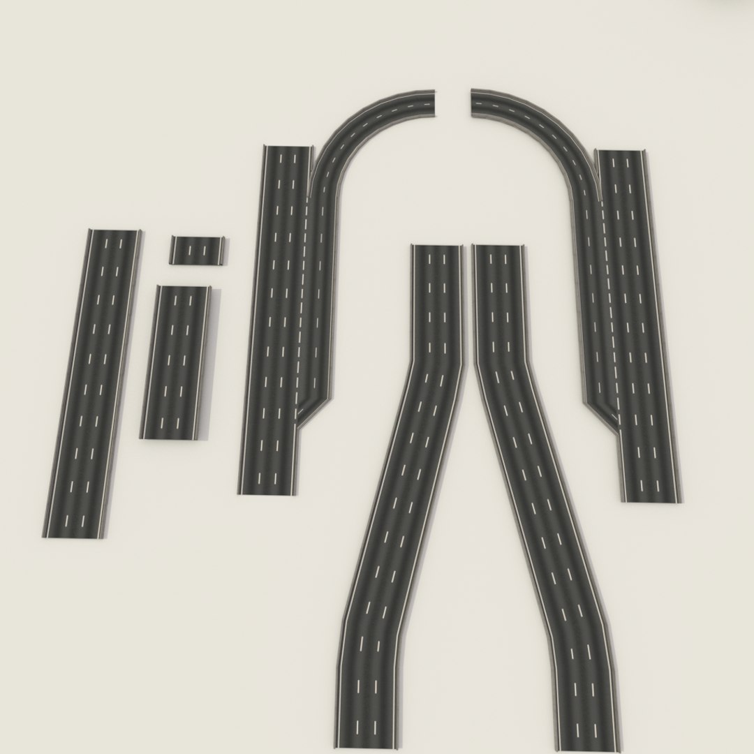 3d Model Of City Roads Construction Kit