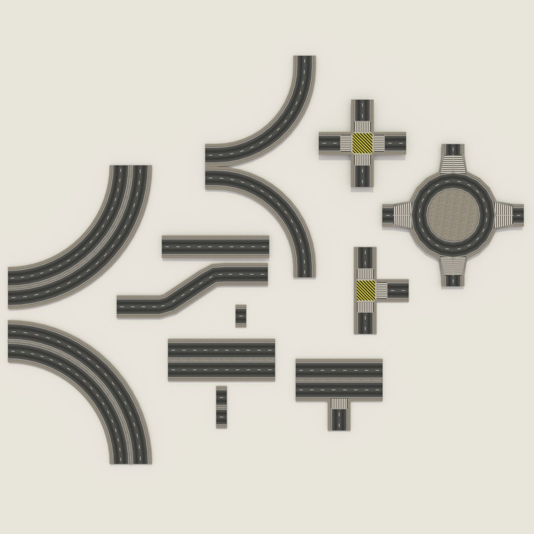 3d Model Of City Roads Construction Kit
