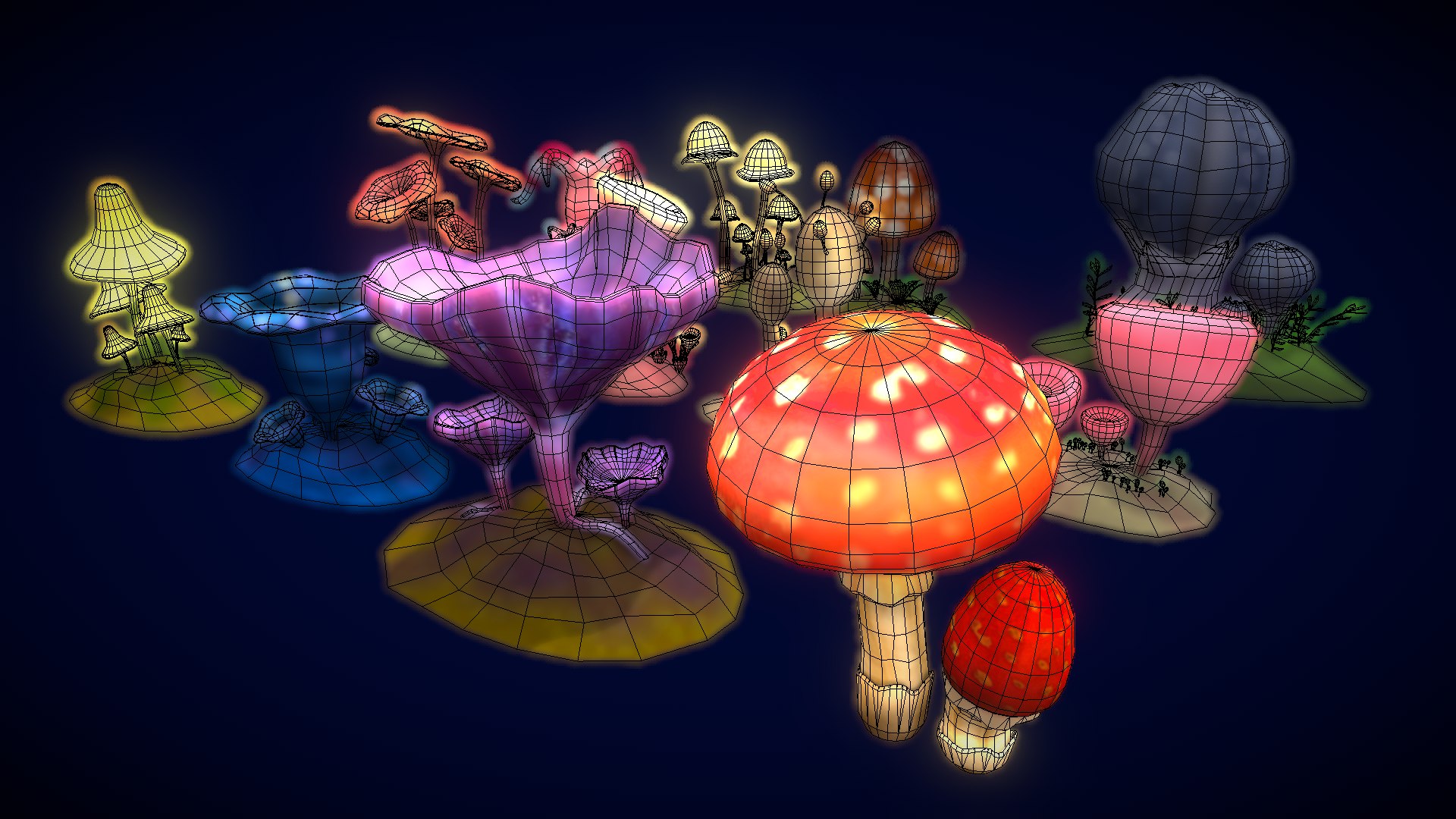 3D Cartoon Tree Mushroom 2 - TurboSquid 2136526