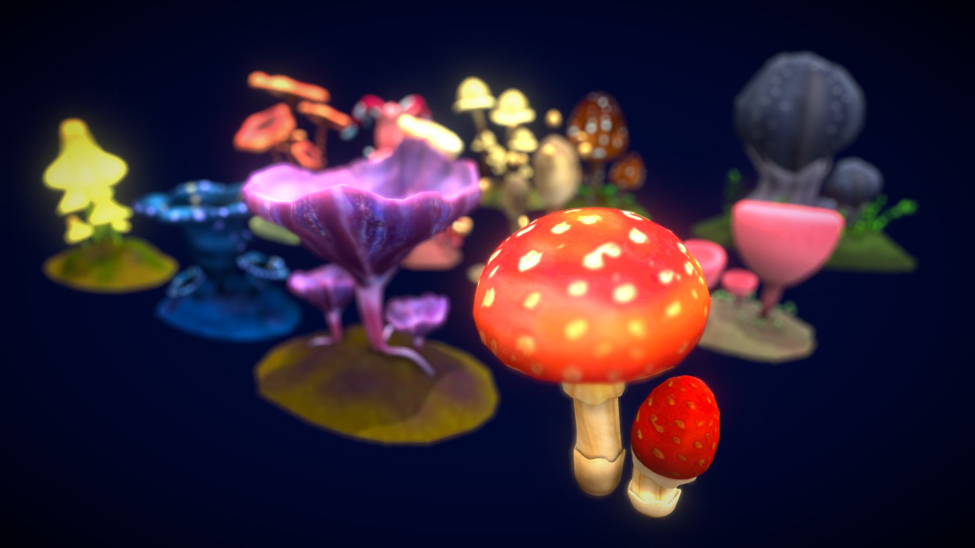 3D Cartoon Tree Mushroom 2 - TurboSquid 2136526