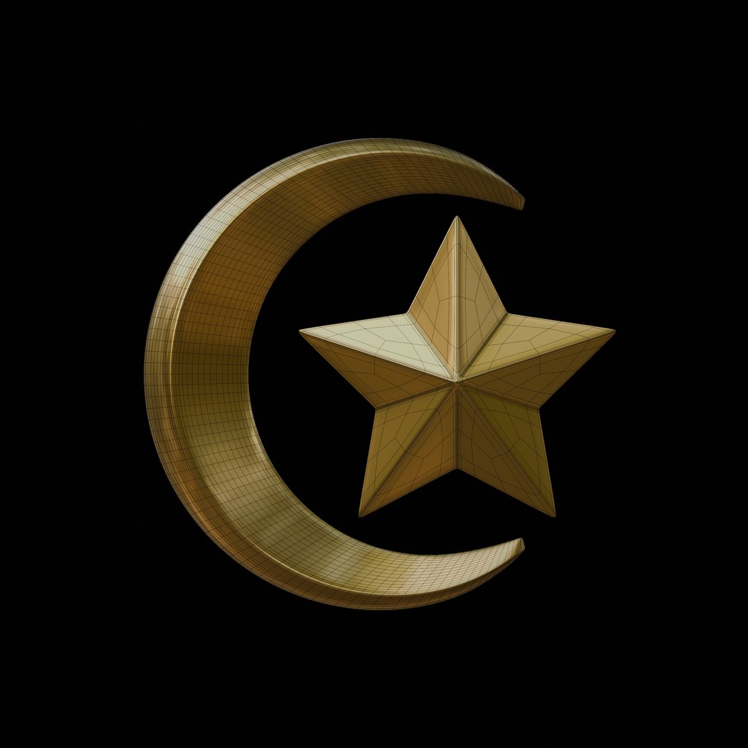 3D Model Crescent Moon And Star - TurboSquid 2332522