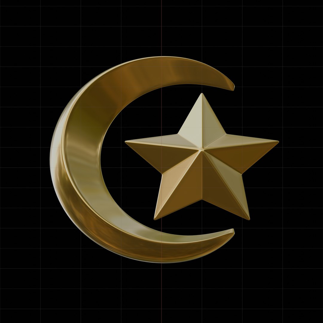 3D Model Crescent Moon And Star - TurboSquid 2332522