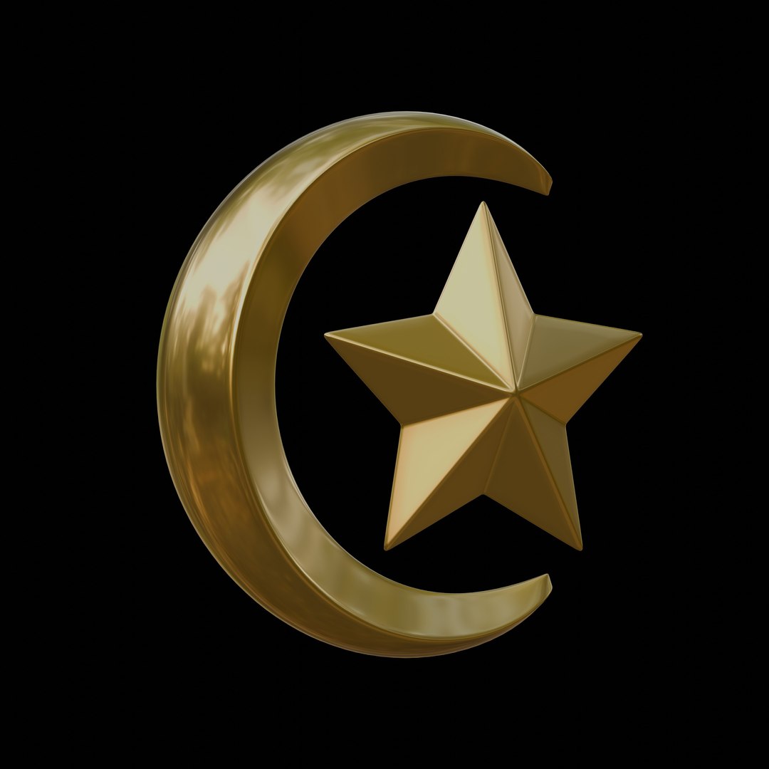 3D Model Crescent Moon And Star - TurboSquid 2332522