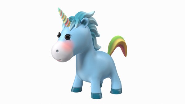 modèle 3D de Licorne bleue de dessin animé truquée pour Cinema 4D ...