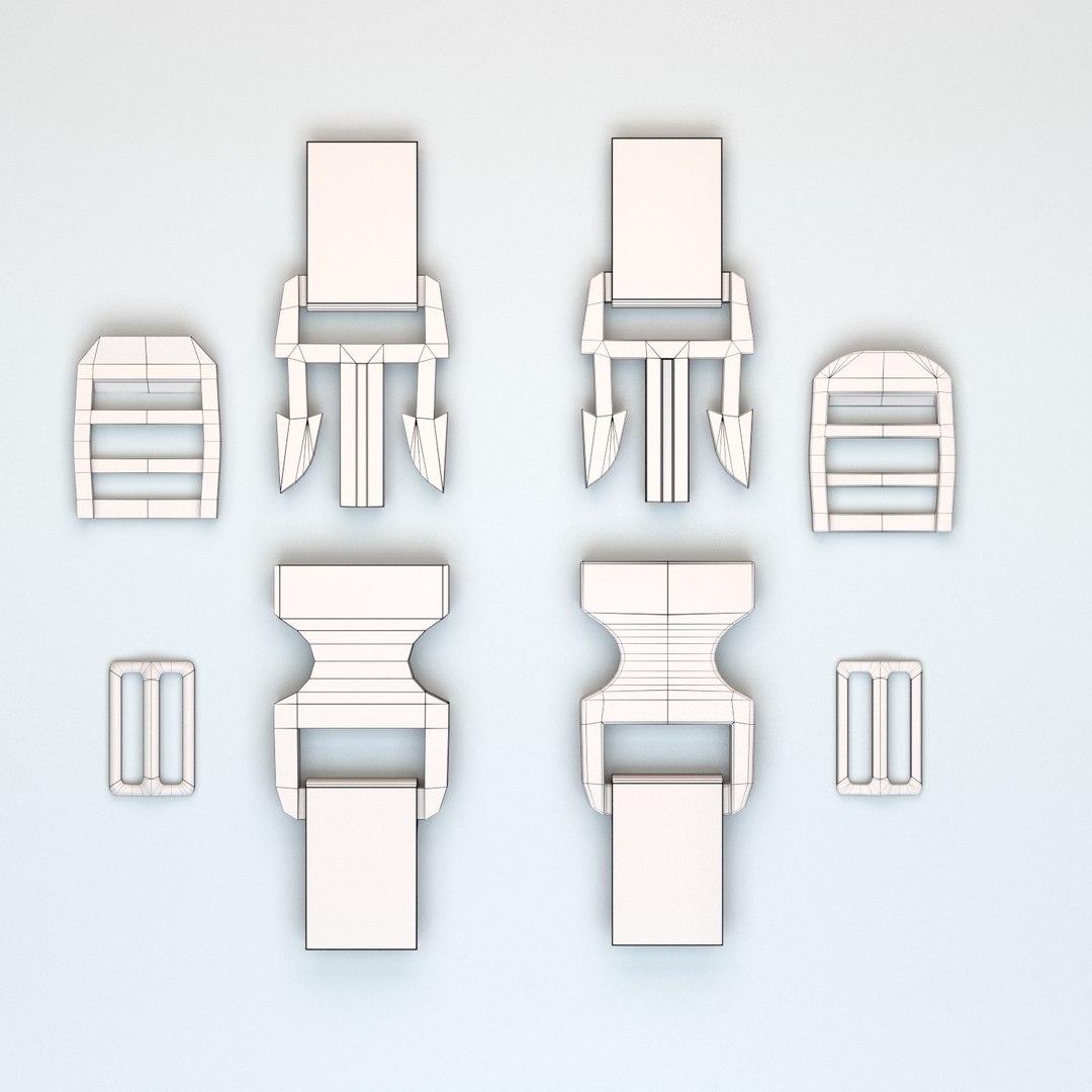 3D Set Fastener Plastic Buckle Model - TurboSquid 1297049