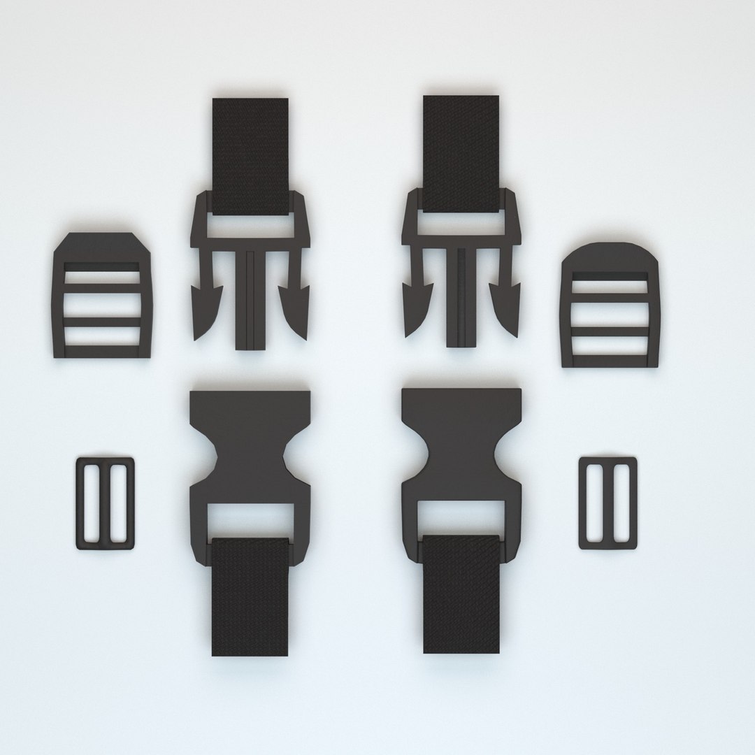 3D Set Fastener Plastic Buckle Model - TurboSquid 1297049