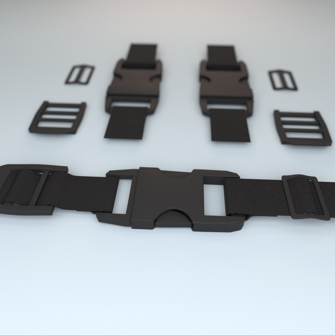 3D Set Fastener Plastic Buckle Model - TurboSquid 1297049