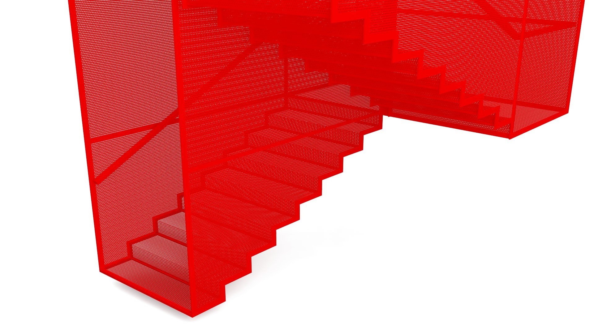 Hanging Red Staircase Model - TurboSquid 1928180