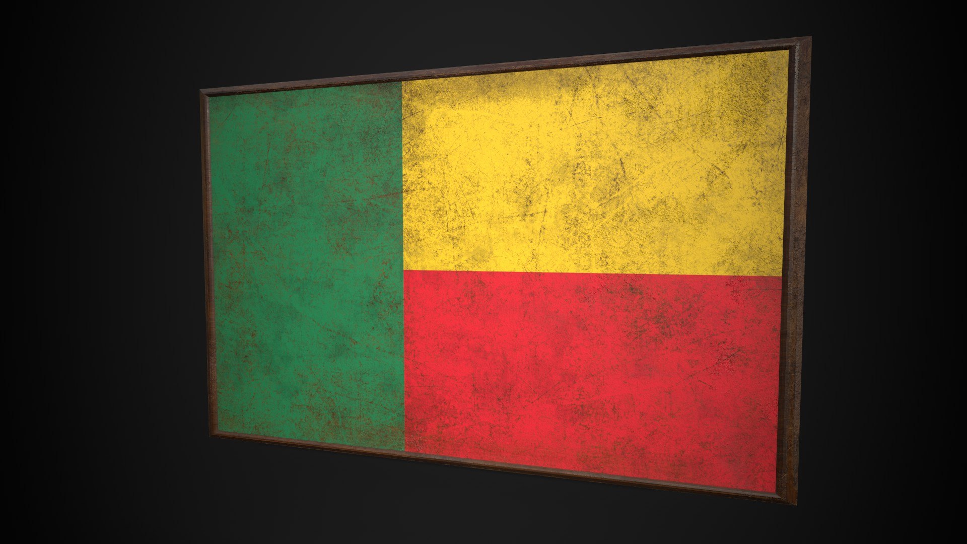 3D Old Picture Frame With Benin-Dahomey Flag - TurboSquid 2252240