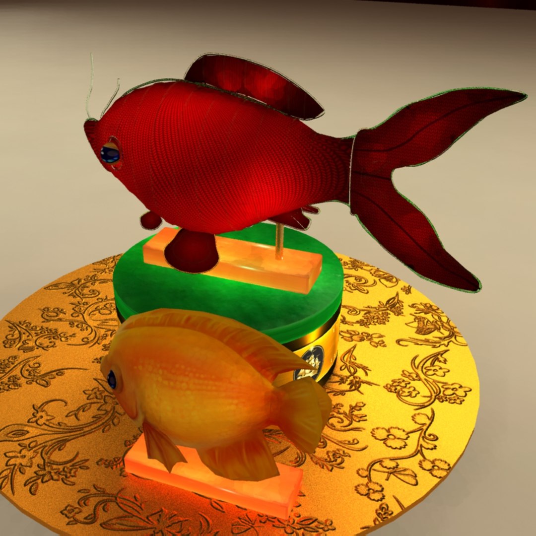 3D Chinese Red Fish Lantern Model - TurboSquid 1315260