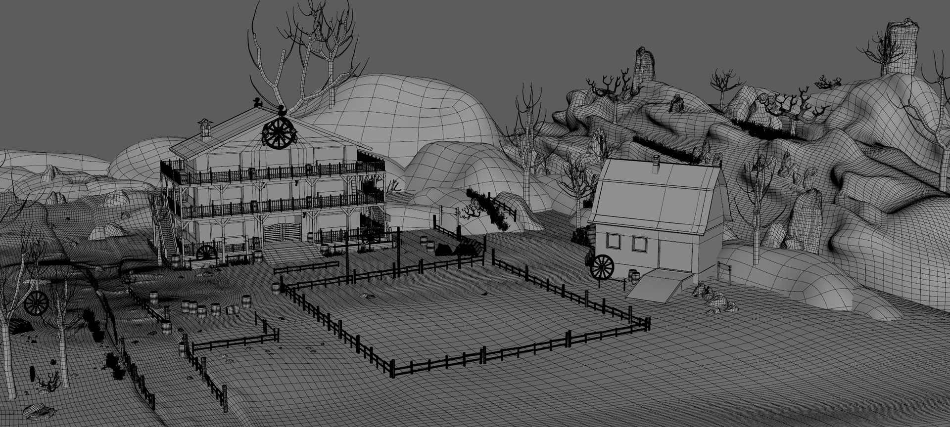 3D Western Ranch Landscape Model - TurboSquid 1243221