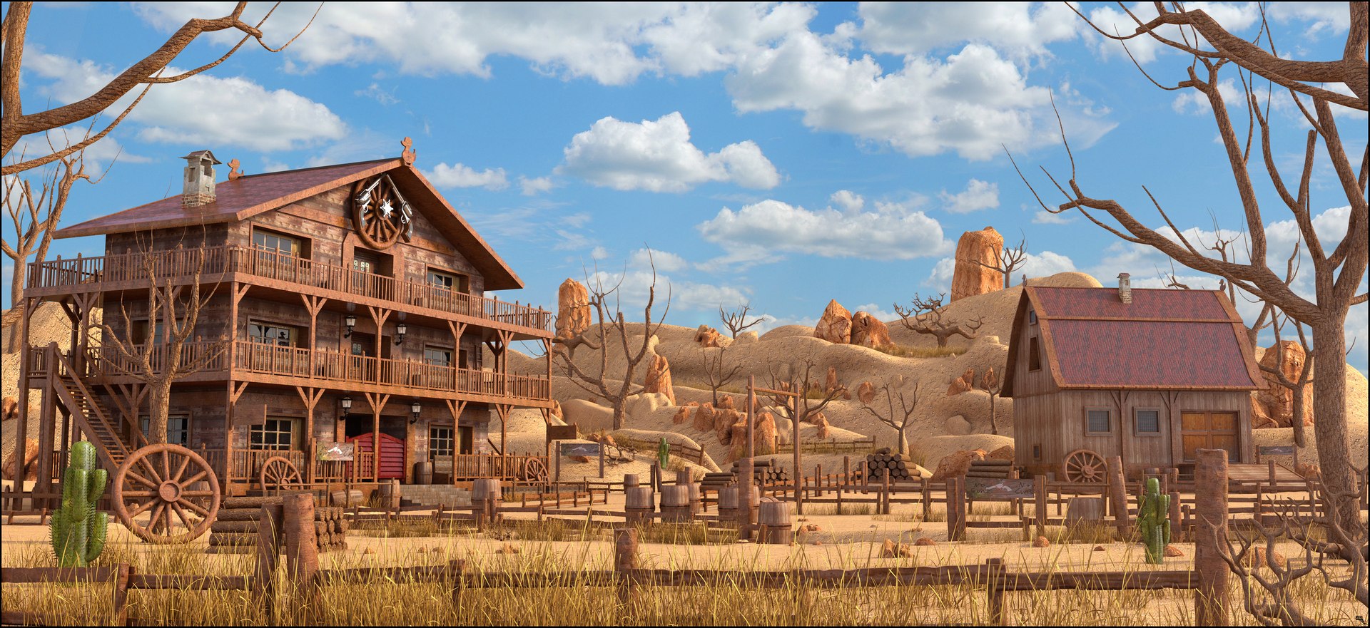 3D Western Ranch Landscape Model - TurboSquid 1243221