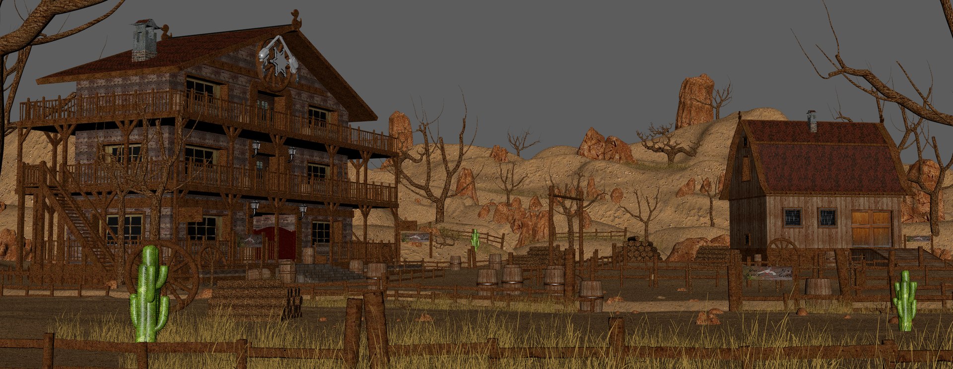 3D Western Ranch Landscape Model - TurboSquid 1243221