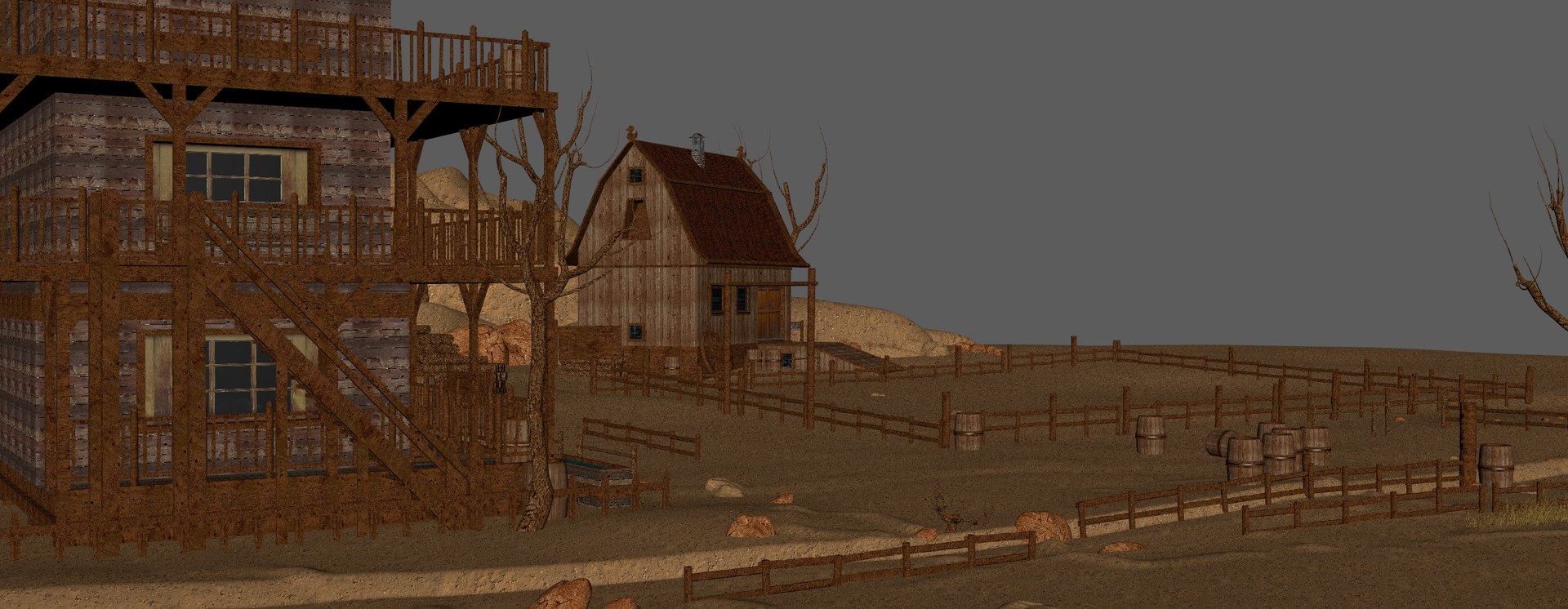 3D Western Ranch Landscape Model - TurboSquid 1243221