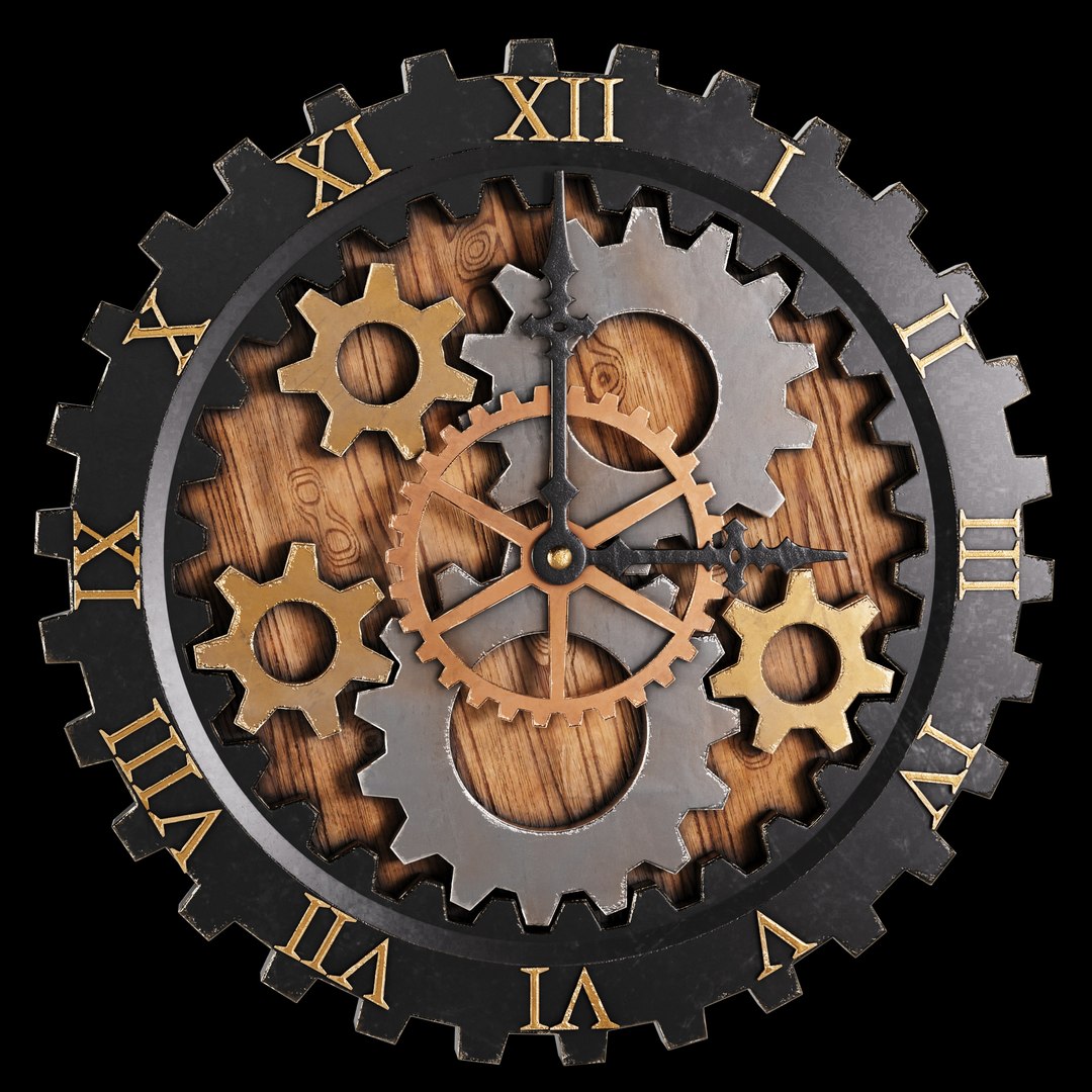 3D Model Clock With Gears - TurboSquid 2287803