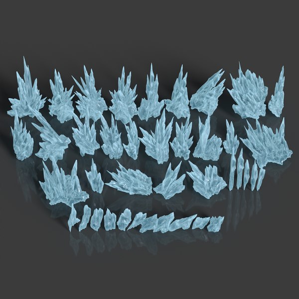 3D модель 40 низкополигональных модулей Spiky Ice Cave - 241002 ...