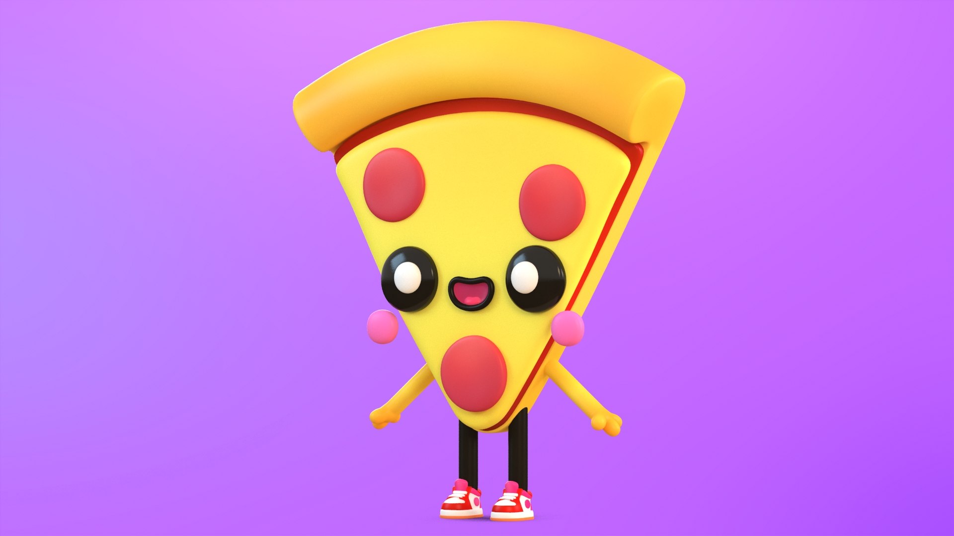 3D Cute Cartoon Pizza Model - TurboSquid 1705319