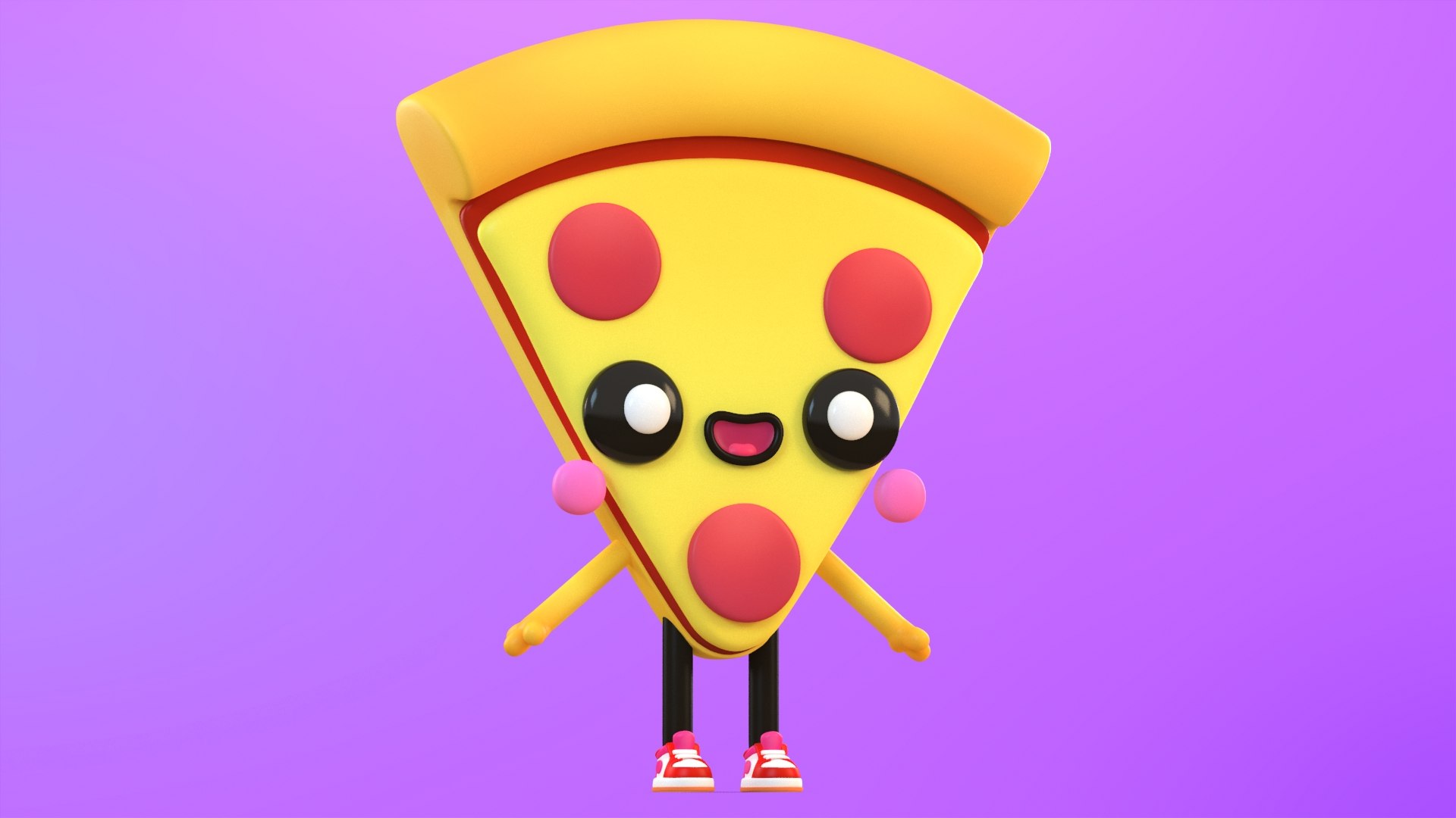3D Cute Cartoon Pizza Model - TurboSquid 1705319