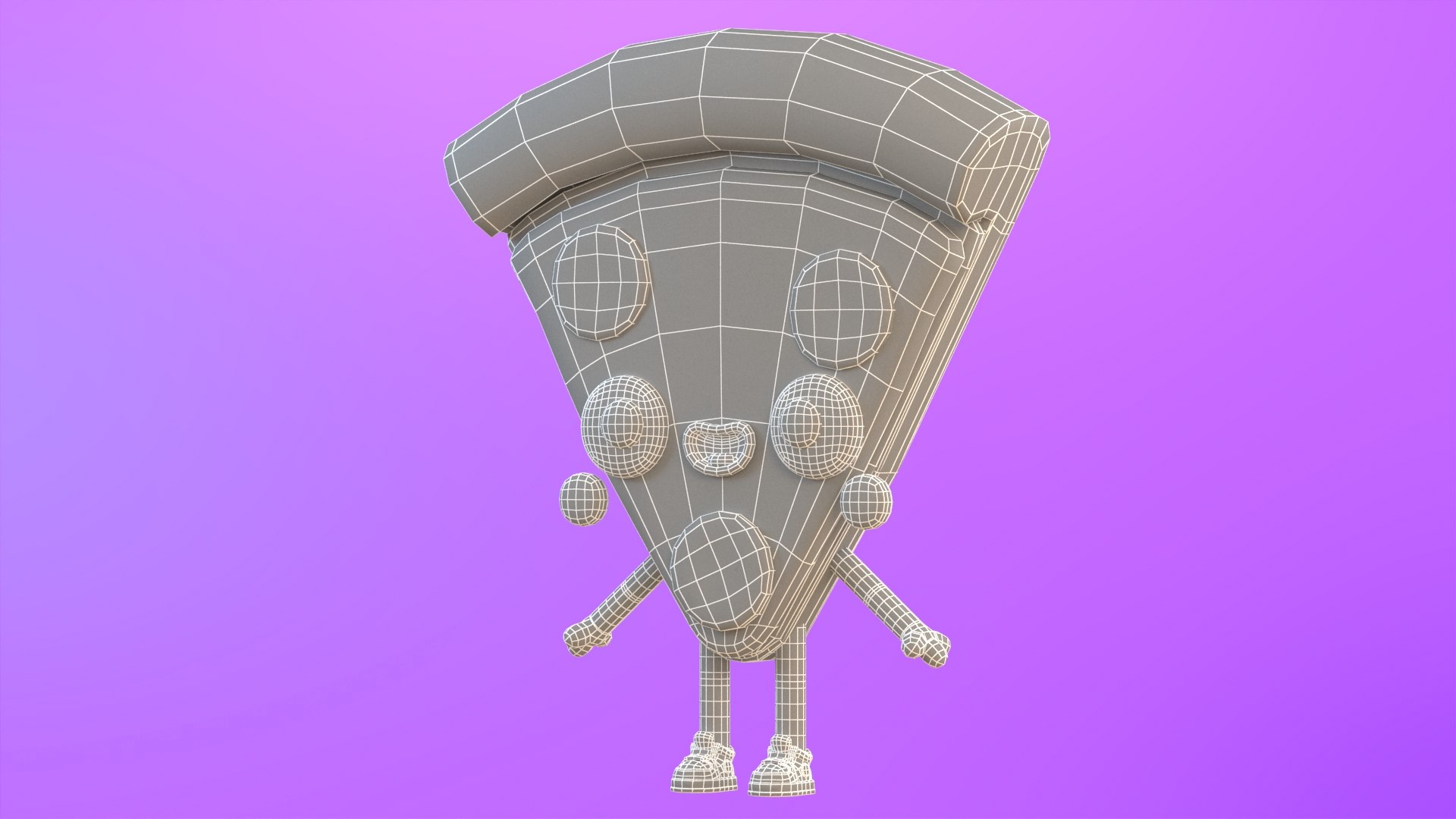 3D Cute Cartoon Pizza Model - TurboSquid 1705319