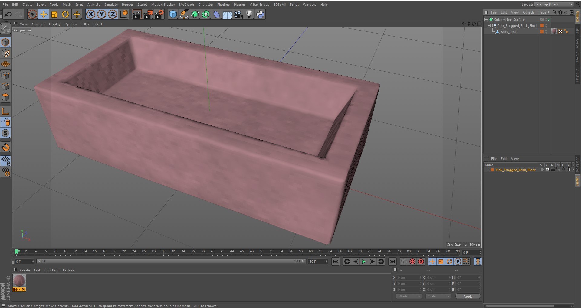 3D Pink Frogged Brick Block - TurboSquid 2145566