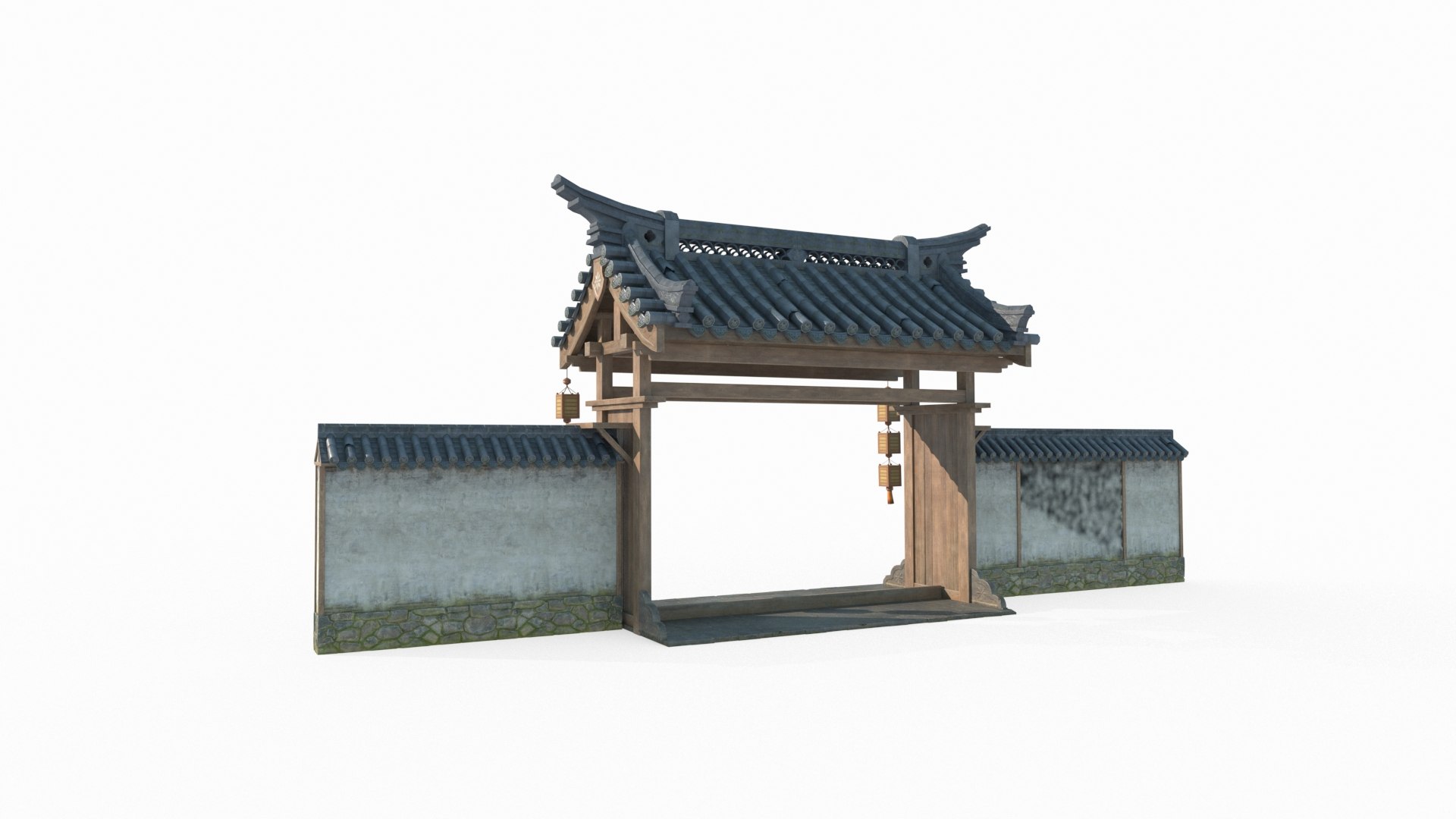 3D model Ancient Asian Architecture Village Gate - TurboSquid 2112720
