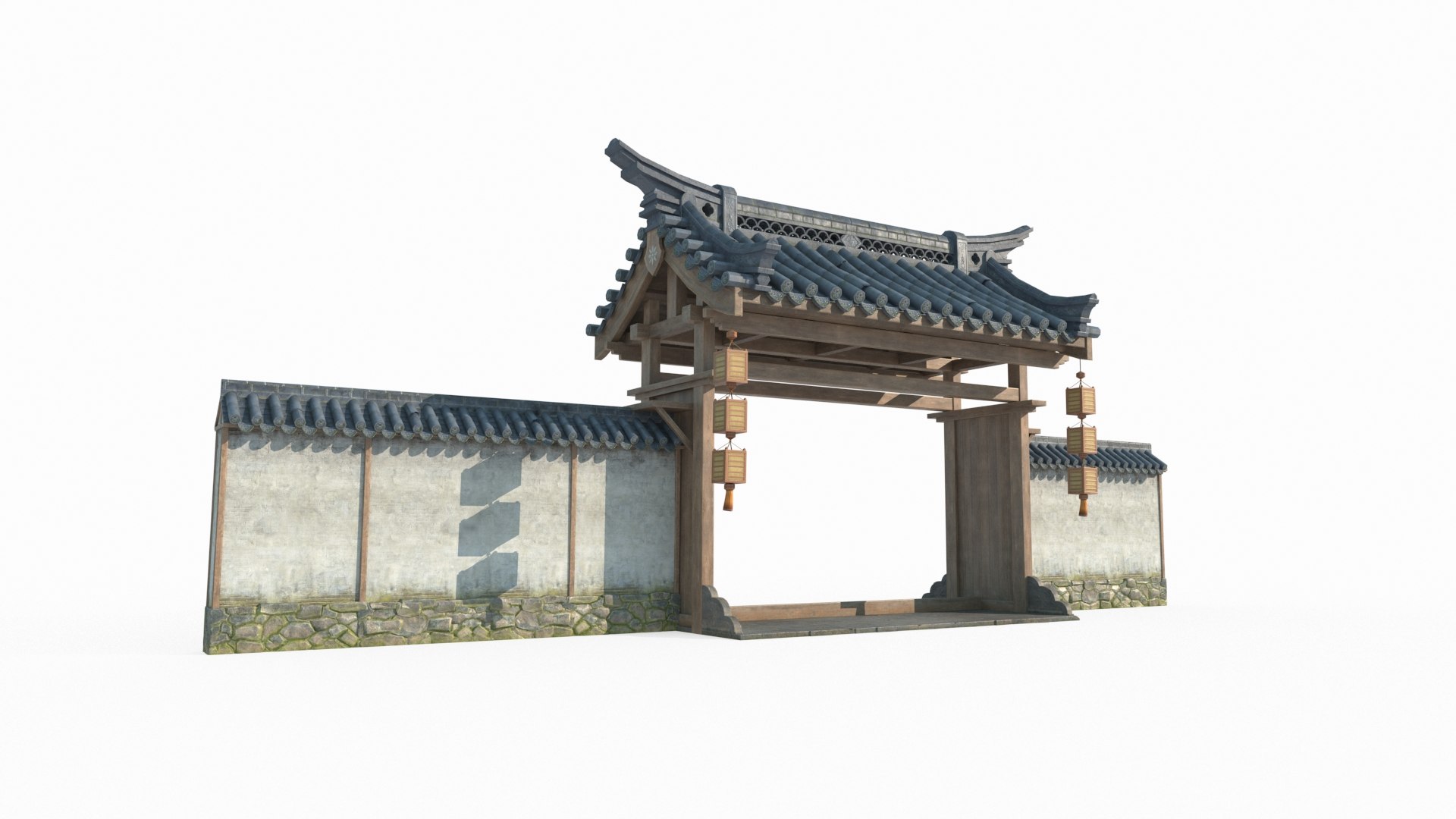 3D model Ancient Asian Architecture Village Gate - TurboSquid 2112720